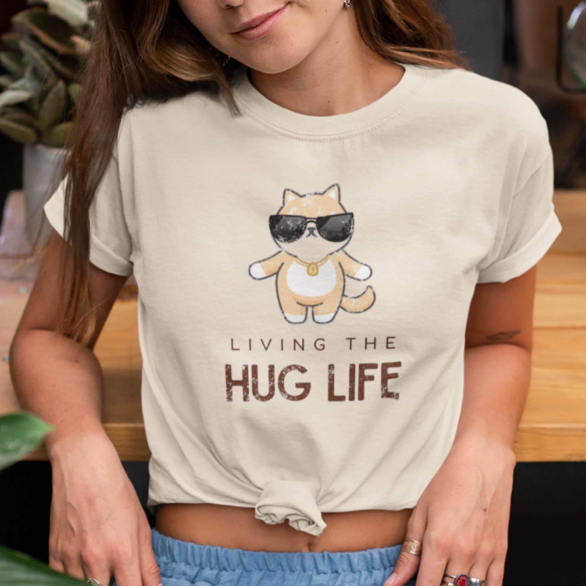Hug Life Cat Thug Life Glasses T Shirt Women's Jersey | Etsy