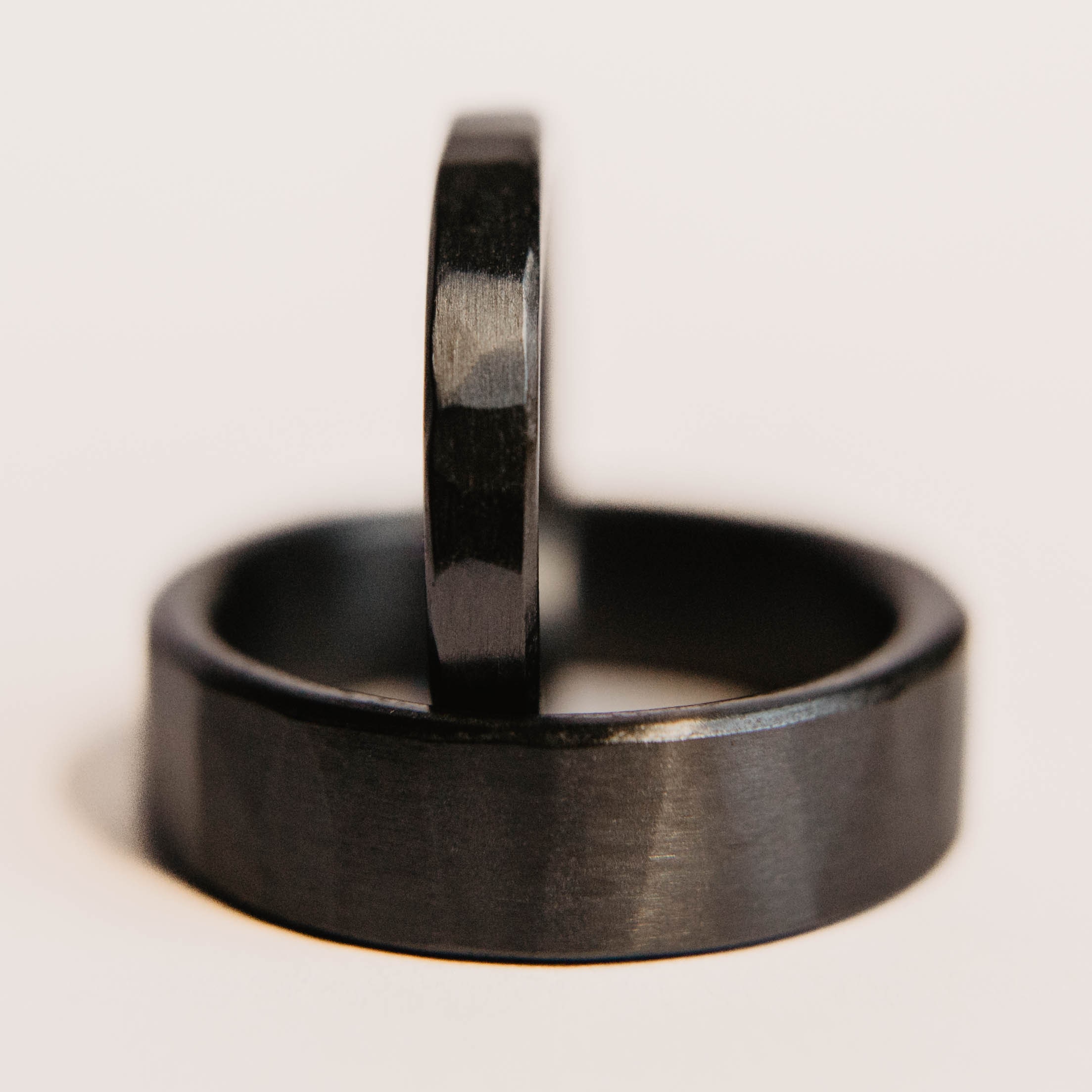 Black Zirconium Wedding Band Set, Men's and Women's Handmade Wedding ...