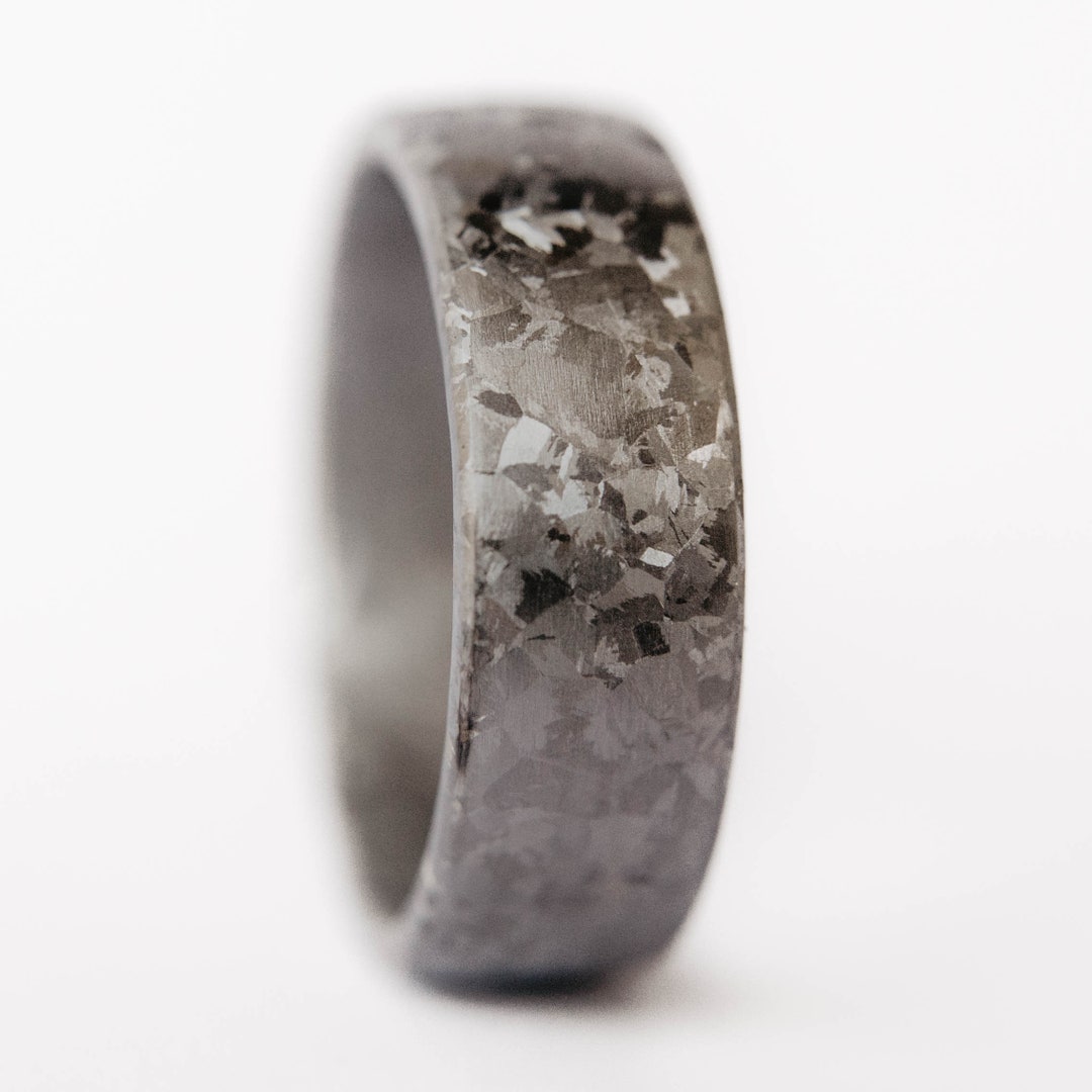 Crystallized Titanium Wedding Band, Domed Titanium Ring, Mens Wedding ...