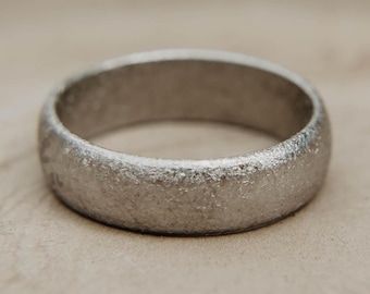 Crystallized Titanium Wedding Band, Domed Titanium Ring, Mens Wedding ...