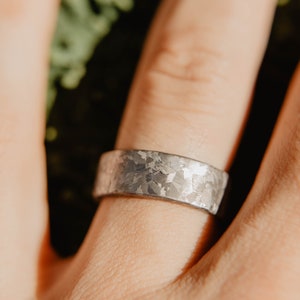 Crystallized Titanium Wedding Band, Titanium Ring, Mens Wedding Band ...