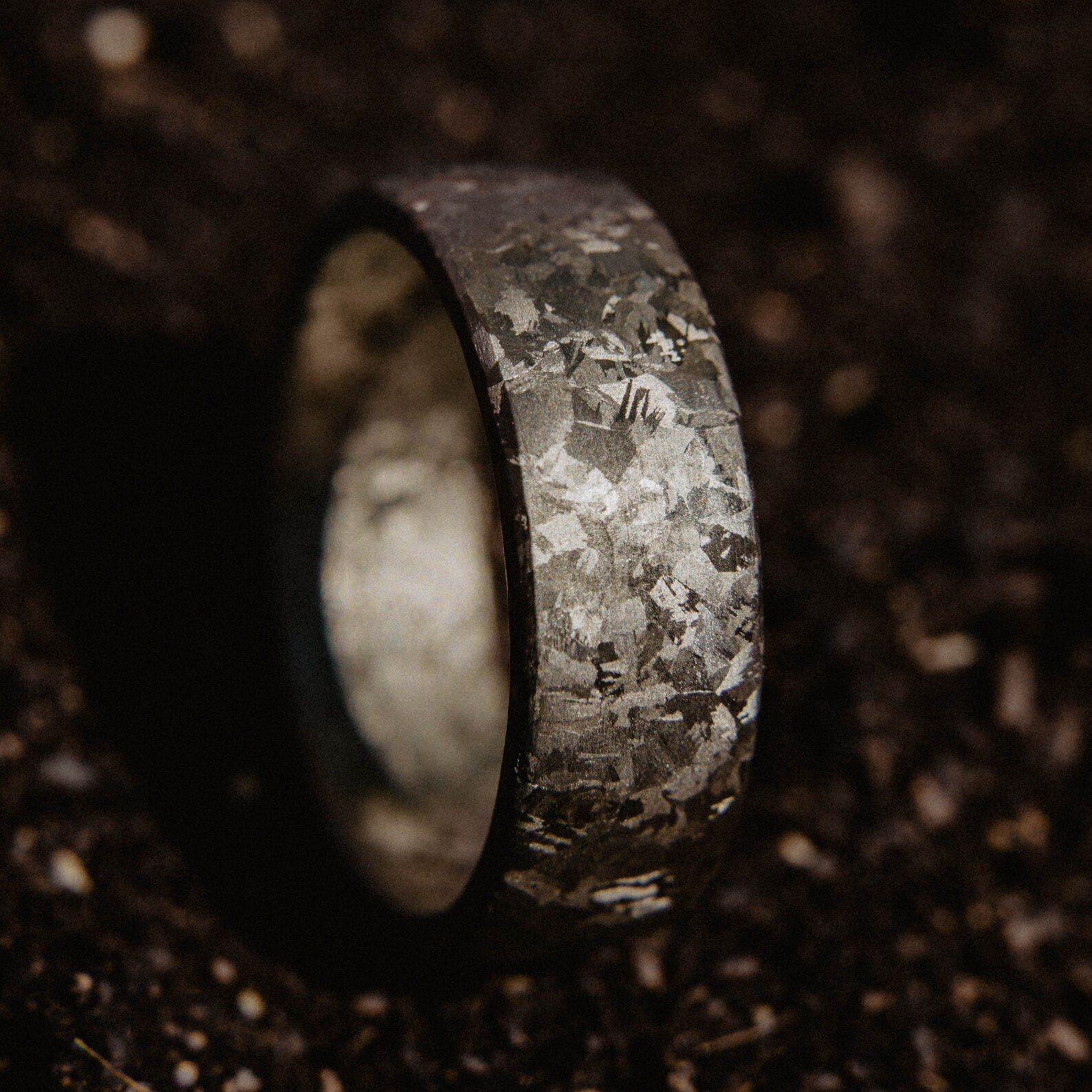 Crystallized Titanium Wedding Band, Domed Titanium Ring, Mens Wedding ...