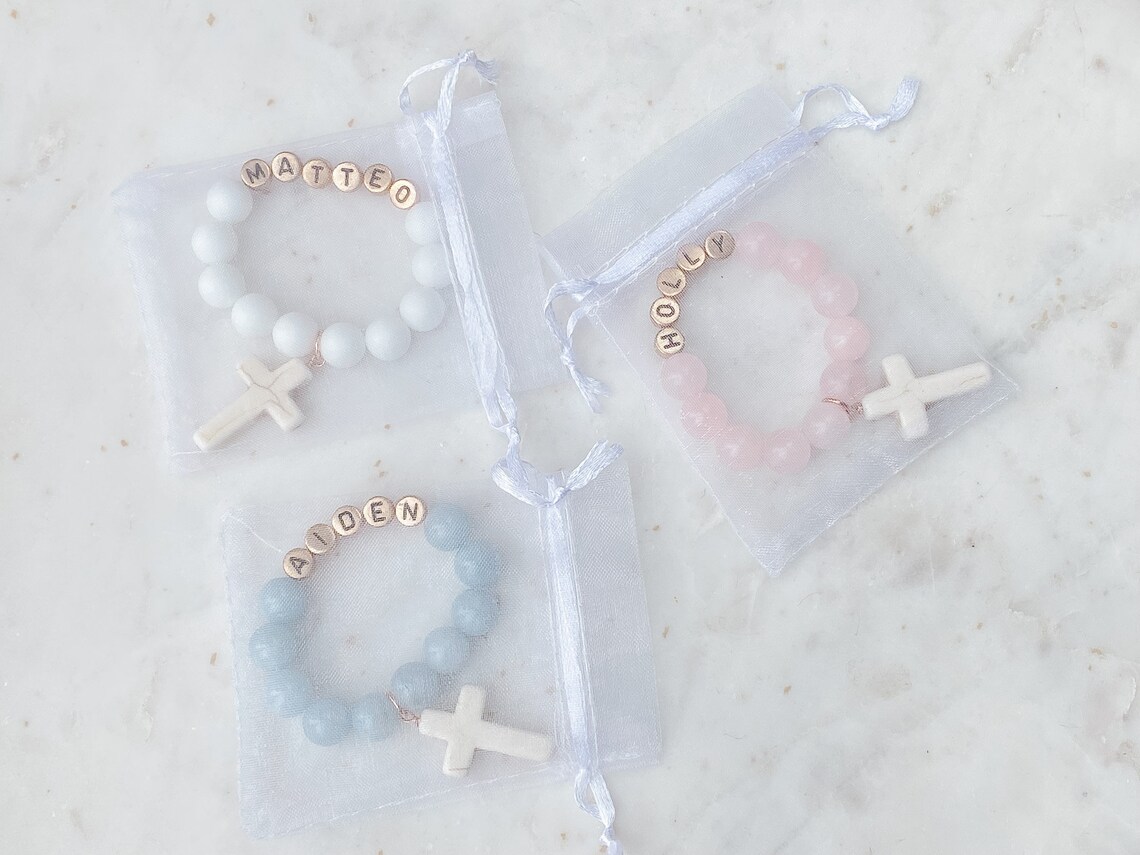 Mini Rosary Keychain Favor Baptism Favors for Girls | Etsy