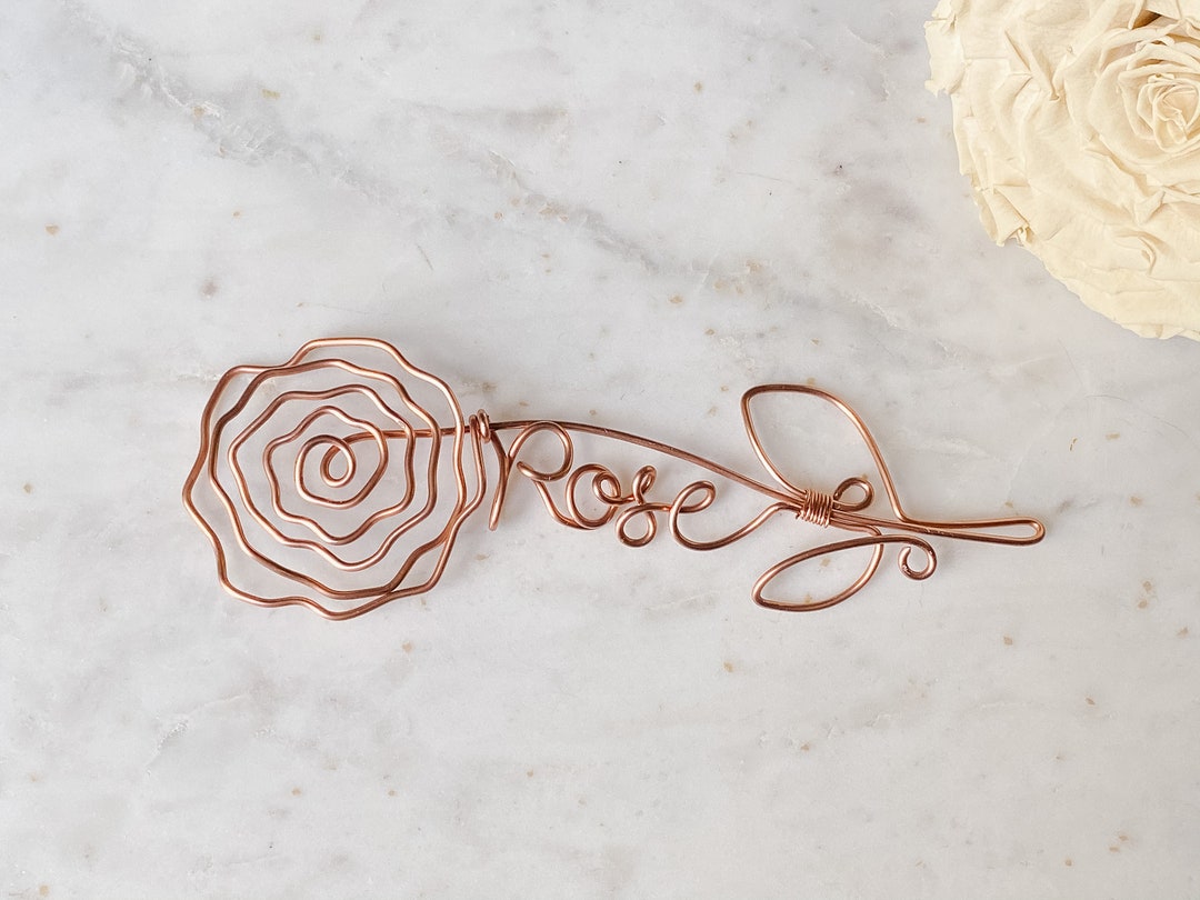 Rose Bookmark, Personalized Book Accessory, Copper Flower Custom Name ...
