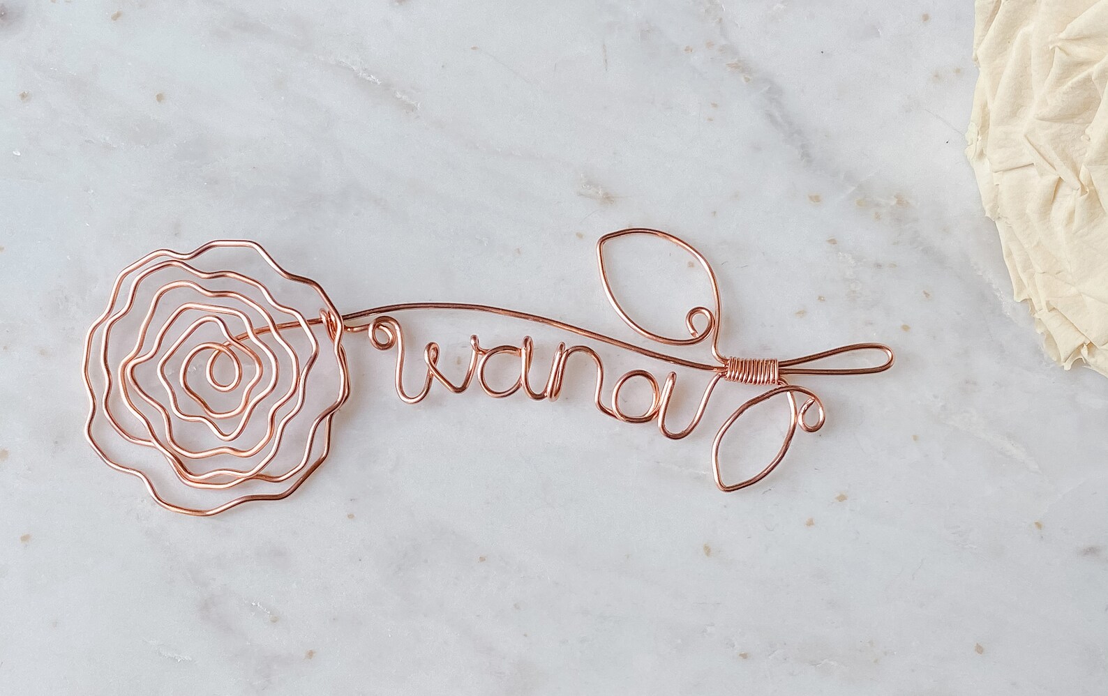 Rose Bookmark, Personalized Book Accessory, Copper Flower Custom Name ...