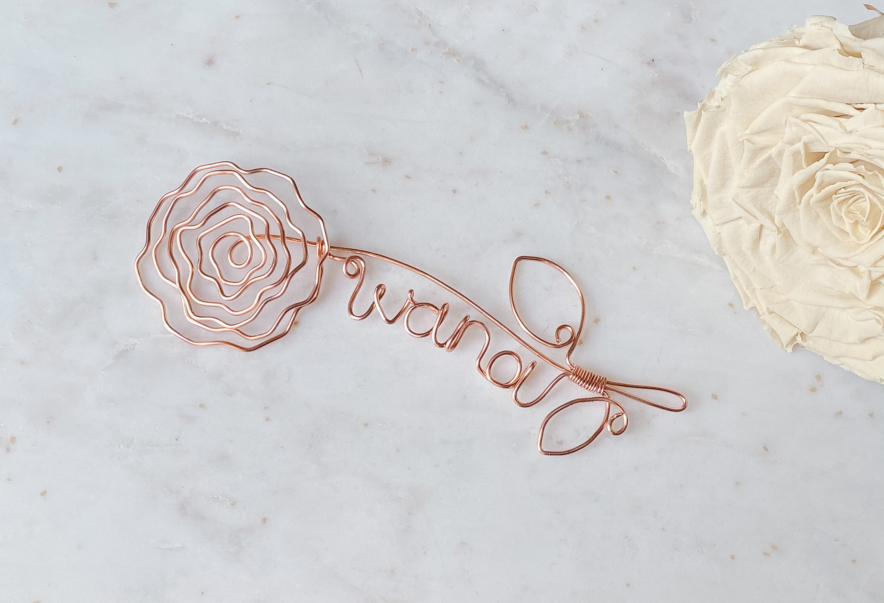 Rose Bookmark, Personalized Book Accessory, Copper Flower Custom Name ...