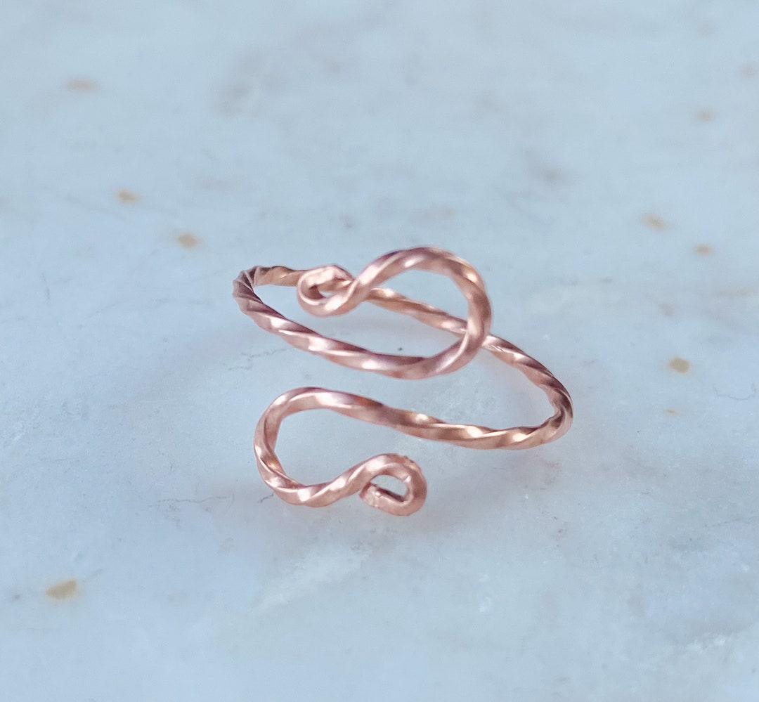 Knuckle Twist Ring, Healing Copper Ring, Dainty Stack Ring - Etsy