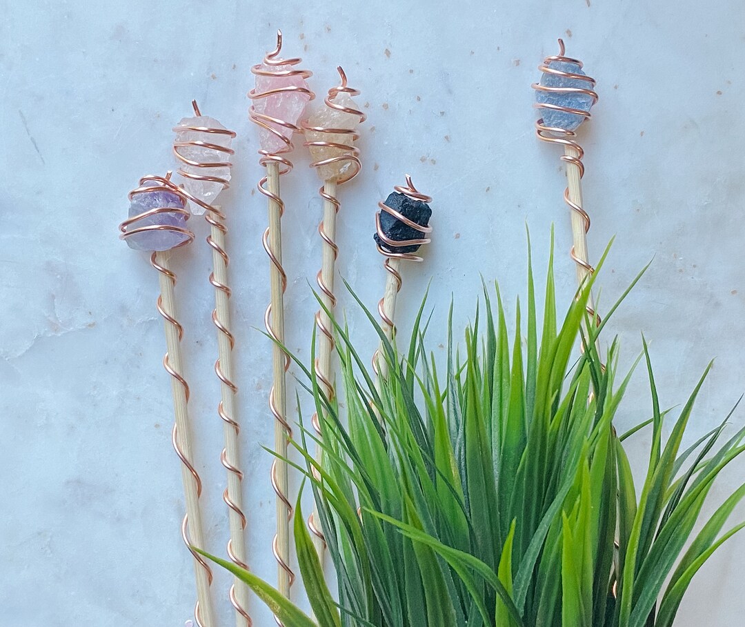 Electroculture Gemstone Copper Plant Stakes, Copper Plant Stakes, Rose ...
