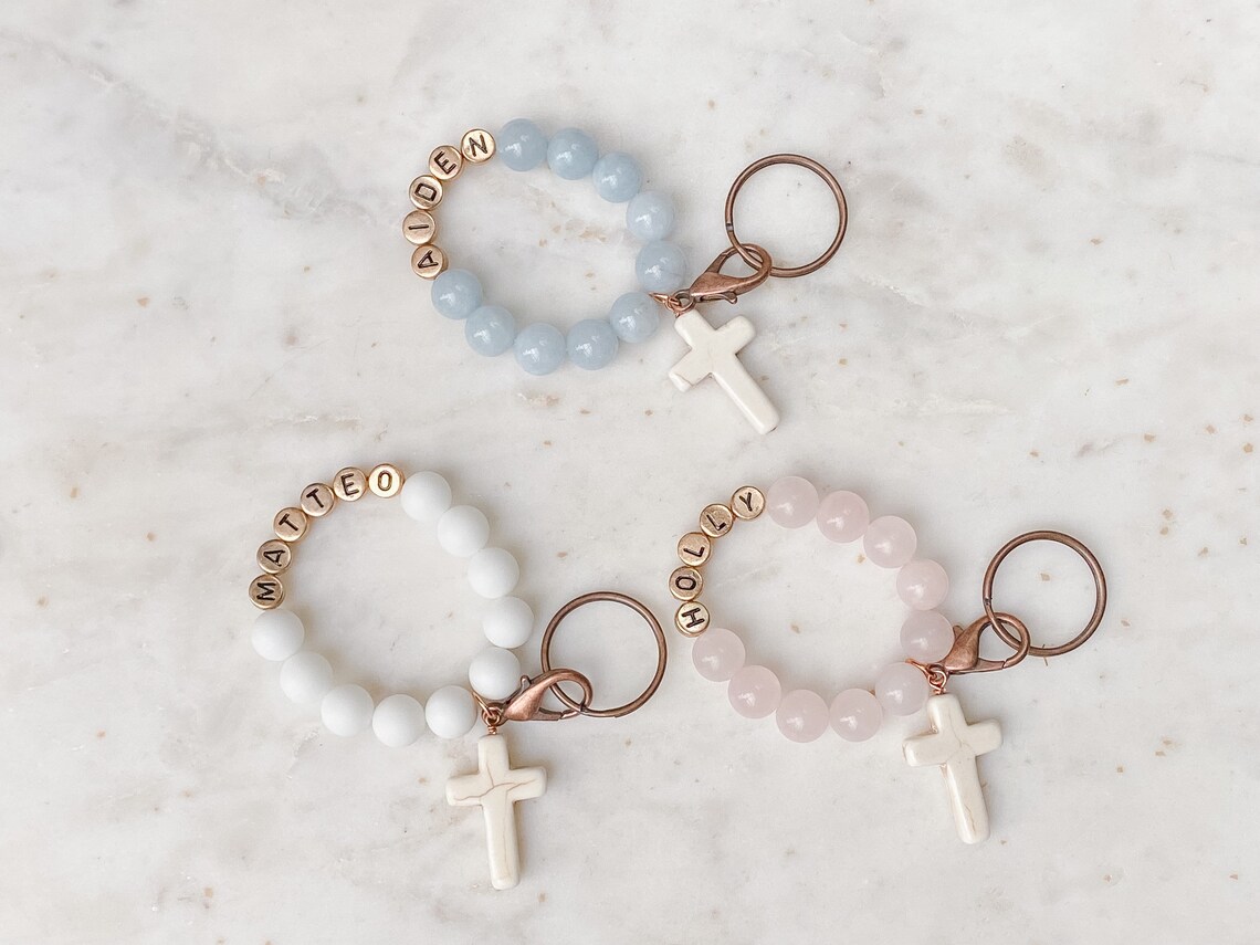 Mini Rosary Keychain Favor Baptism Favors for Girls | Etsy