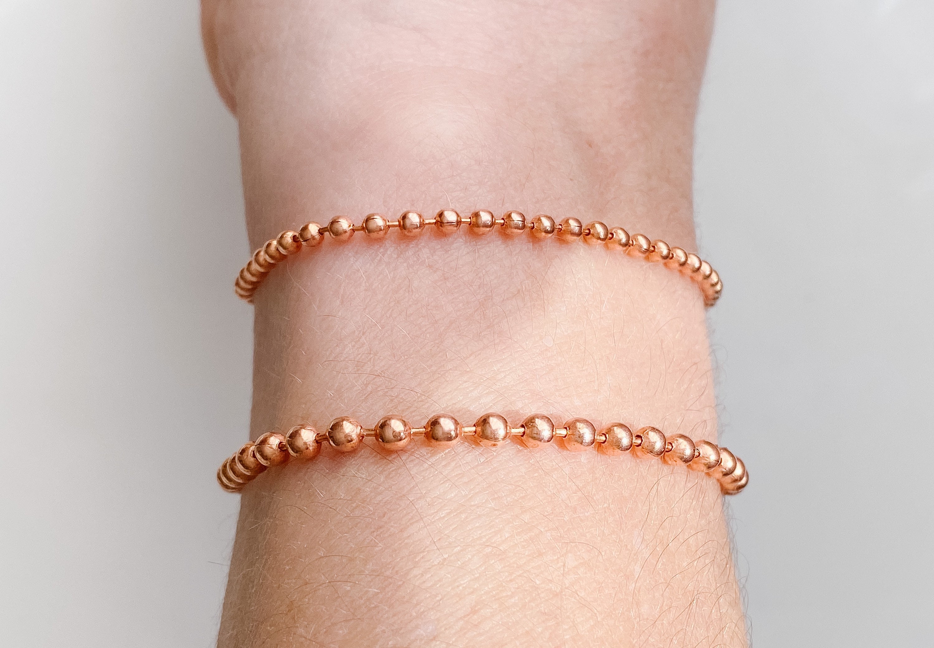 Solid Copper Beaded Chain Bracelet, Copper Bracelet Ball Chain Custom ...