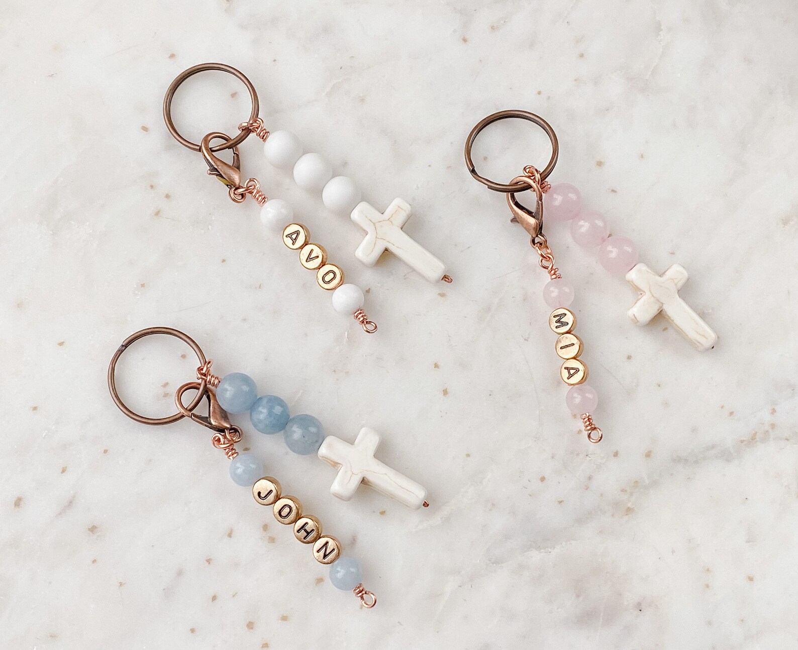 Cross Keychain Favor, Personalized Name Keychain, Baptism Favour ...