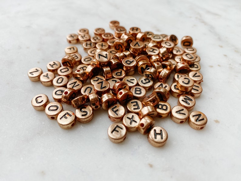 Rose Gold Alphabet ABC Beads Letters Acrylic Plastic Flat - Etsy