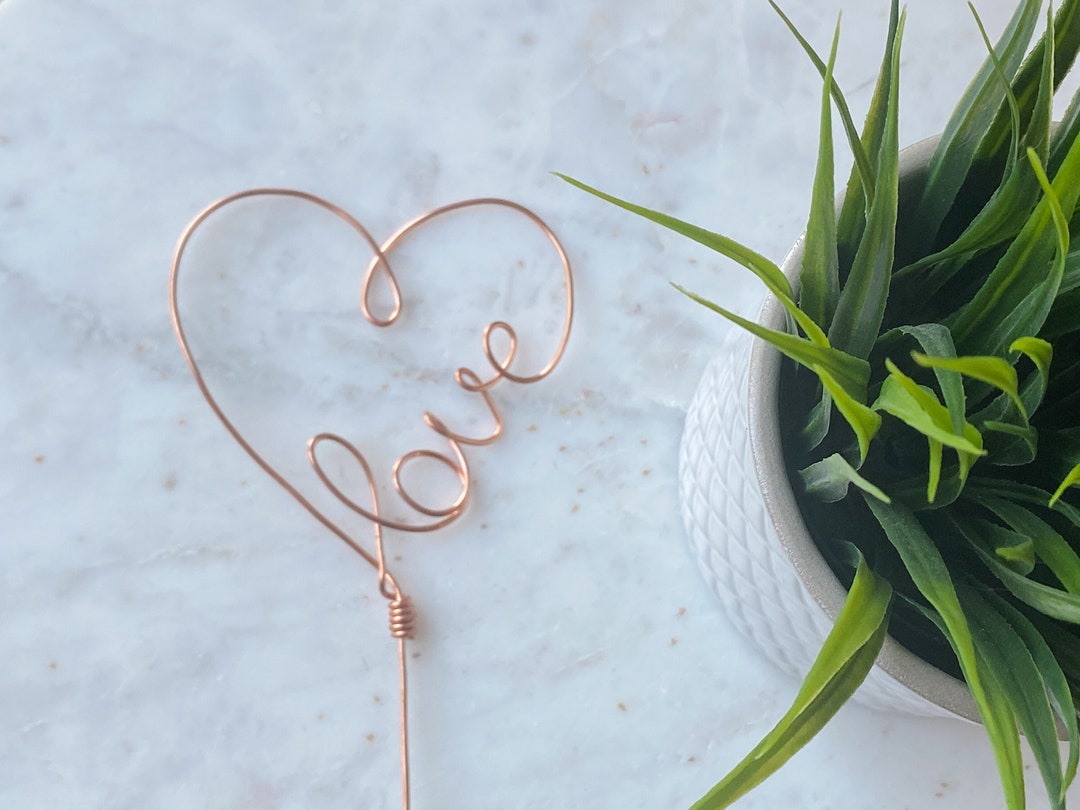 Heart Cake Topper, Wire Love Cake Topper, Wedding, Engagement, Love ...