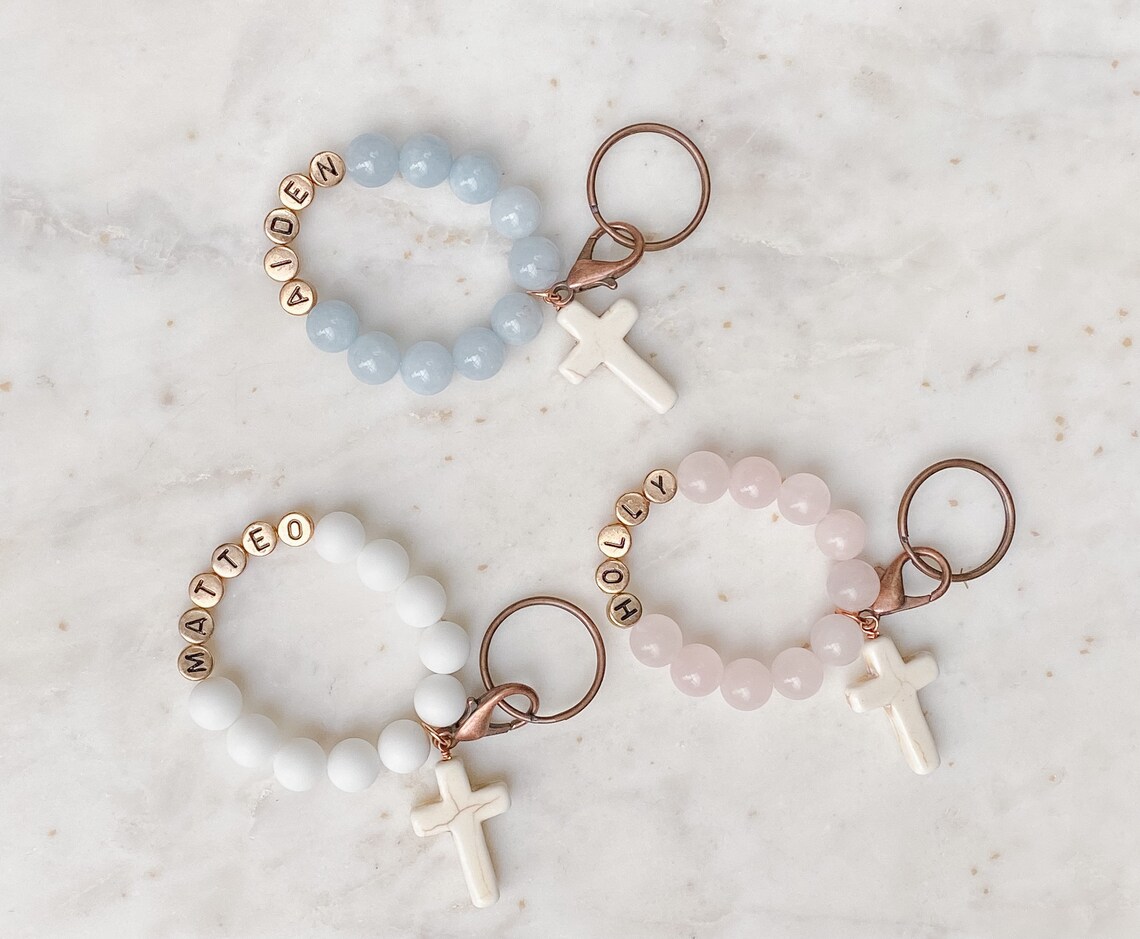 Mini Rosary Keychain Favor Baptism Favors for Girls | Etsy