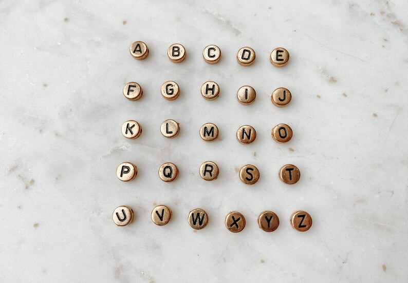 Rose Gold Alphabet ABC Beads Letters Acrylic Plastic Flat - Etsy