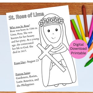 St. Rose of Lima Coloring Page / Printable Saint Coloring Page ...
