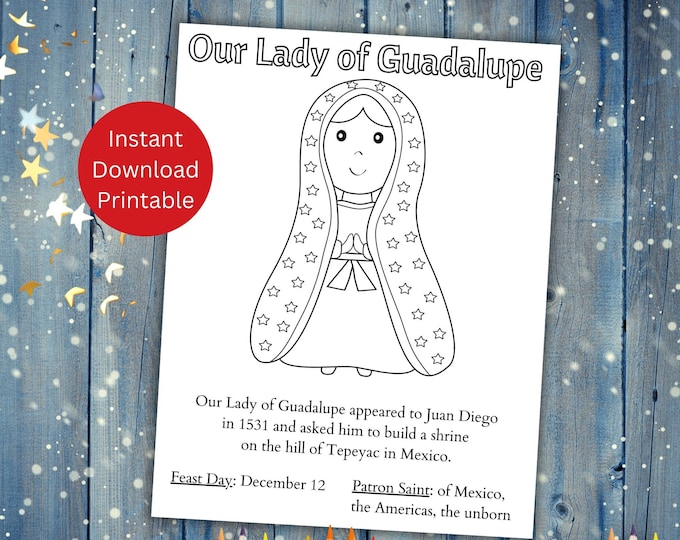 Catholic Coloring Page - Our Lady of Guadalupe - PDF Coloring Page ...