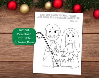 Holy Family Coloring Page - Etsy