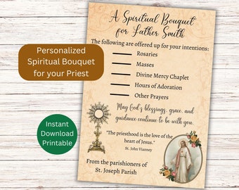 Priest Spiritual Bouquet Printable Card - Etsy
