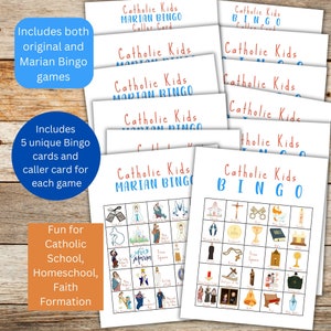 Catholic Kids Bingo Game Bundle, Printable Bingo Cards, Catholic Kid's ...