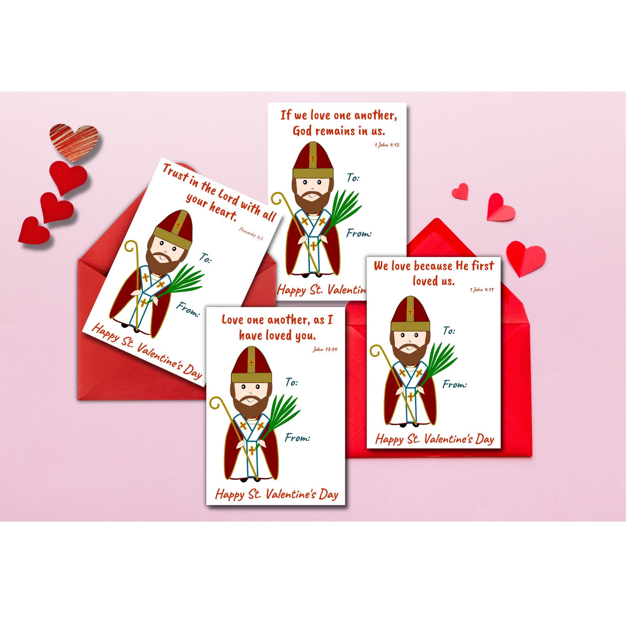 St. Valentine's Day Printable Card, Catholic Saint Party Favor, Kid's ...