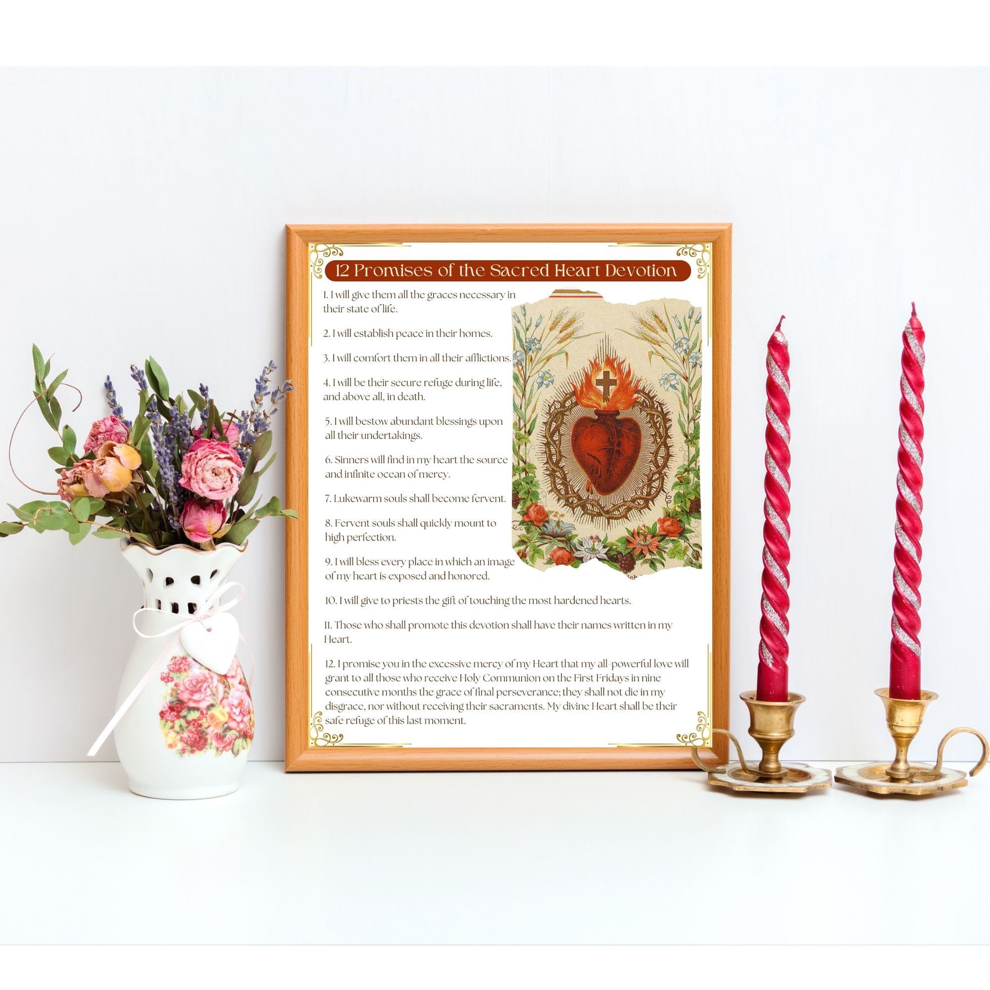 12 Promises of the Sacred Heart, Printable Catholic Art, Sacred Heart ...