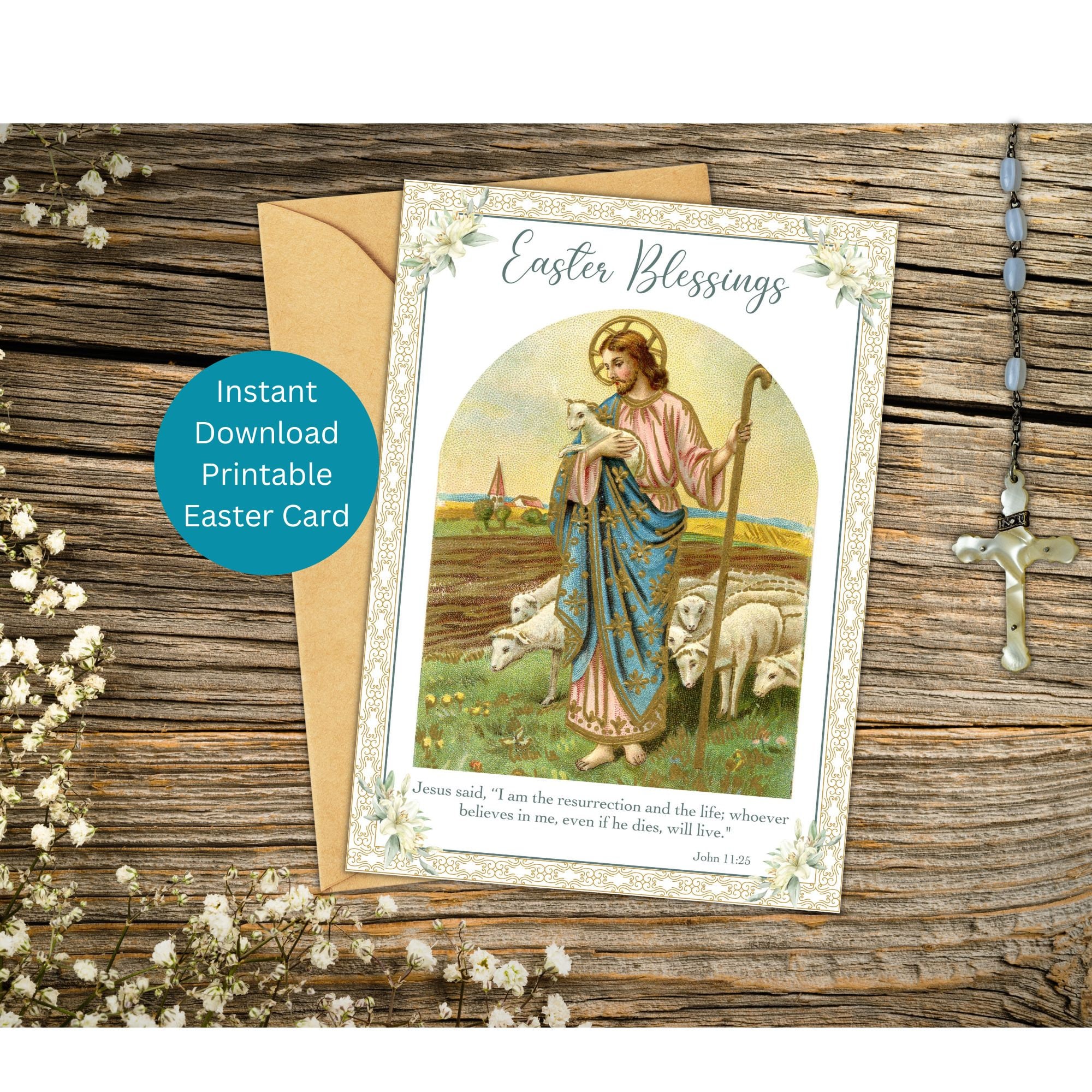 Catholic Easter Card, Printable Religious Easter Card, Easter Blessings ...