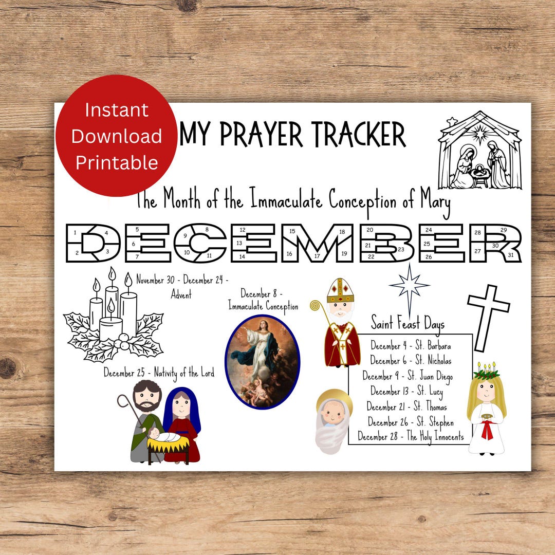 Catholic Kids Printable December Prayer Tracker, Daily Prayer Routine ...