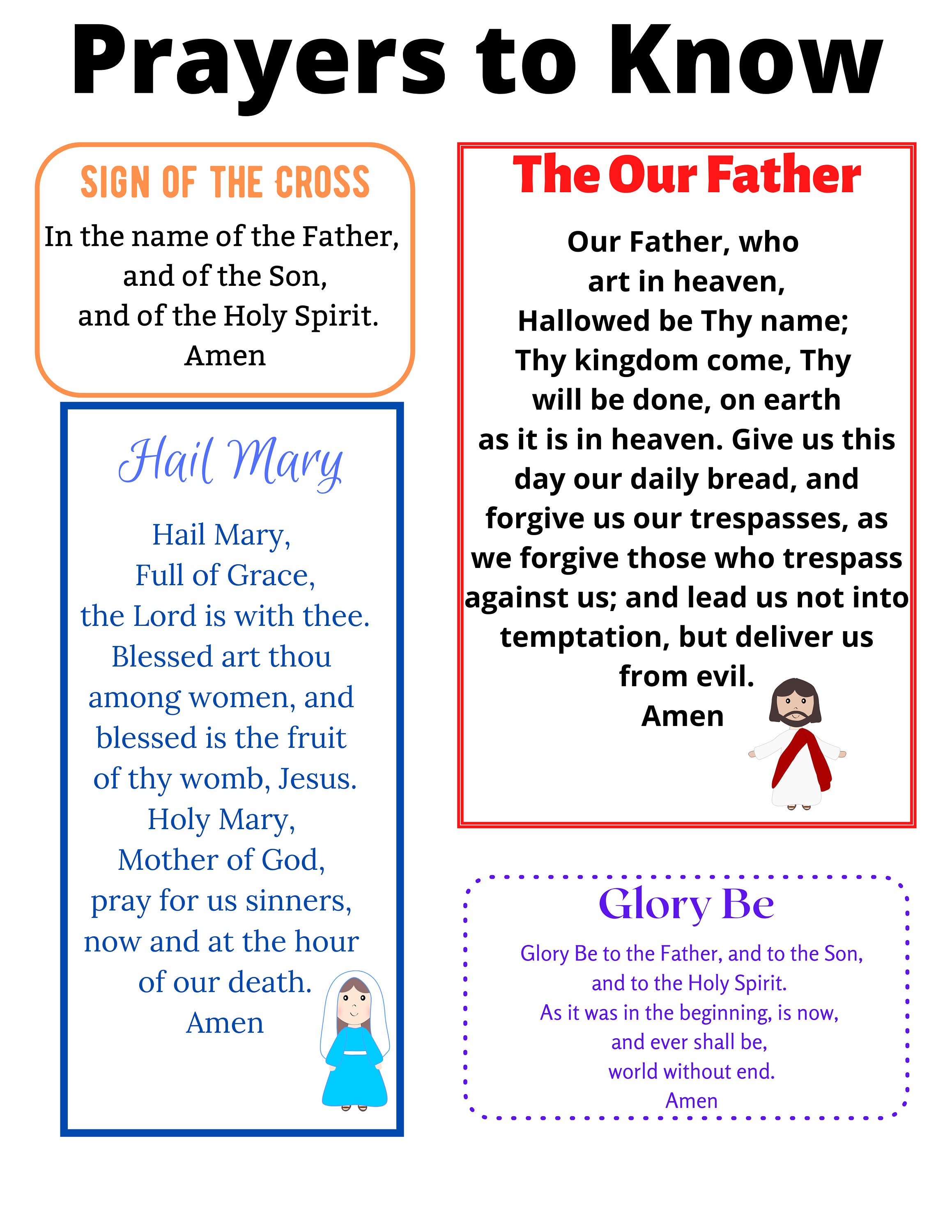 Catholic Prayers Printable / Prayers for Children / Common Catholic ...