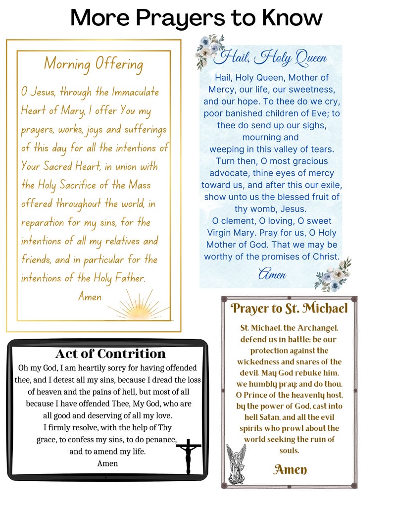Catholic Prayers Printable / Prayers for Catholic Children / Morning ...