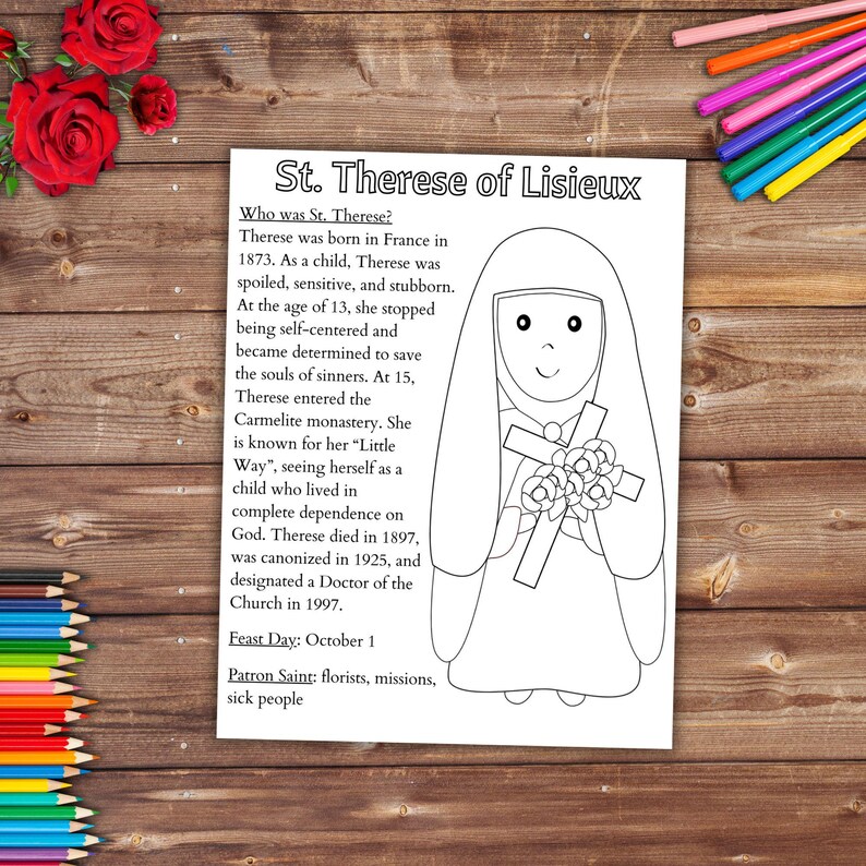 Printable October Saint Coloring Pictures, St. Therese of Lisieux, St ...
