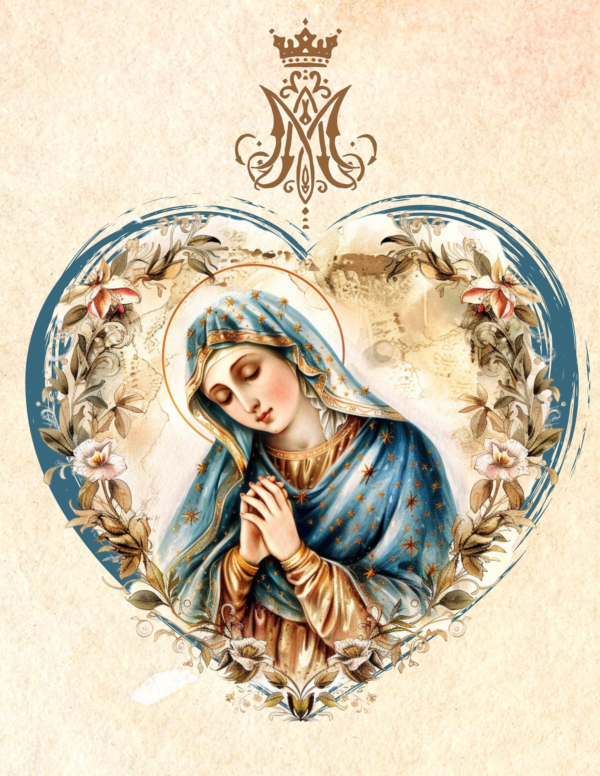 Marian Printable All Occasion Card, Virgin Mary Card, Catholic Greeting ...