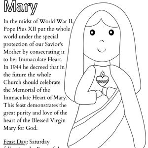 Immaculate Heart of Mary Coloring Page, Printable Mary Coloring ...