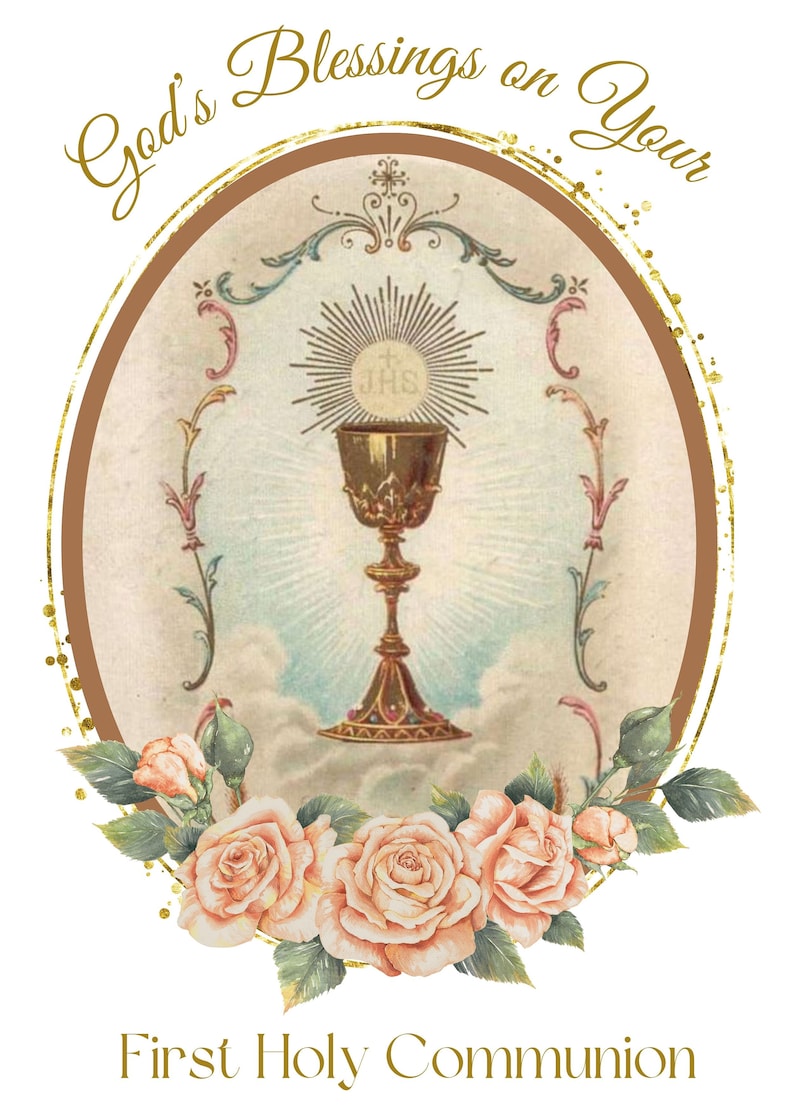 First Holy Communion Card, Printable Catholic Sacrament Greeting ...