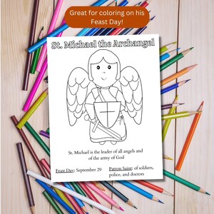 St. Michael the Archangel Coloring Page / Printable Saint Coloring Page ...
