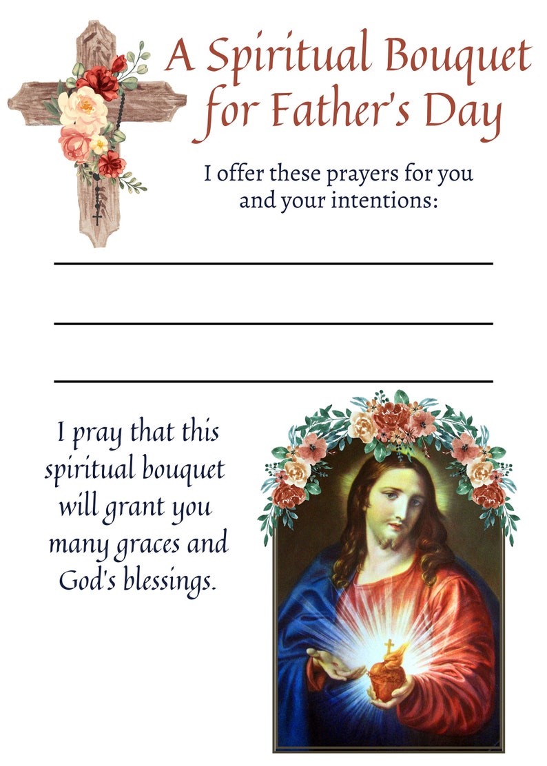 Father's Day Spiritual Bouquet Printable Card, Catholic Gift for Dad ...