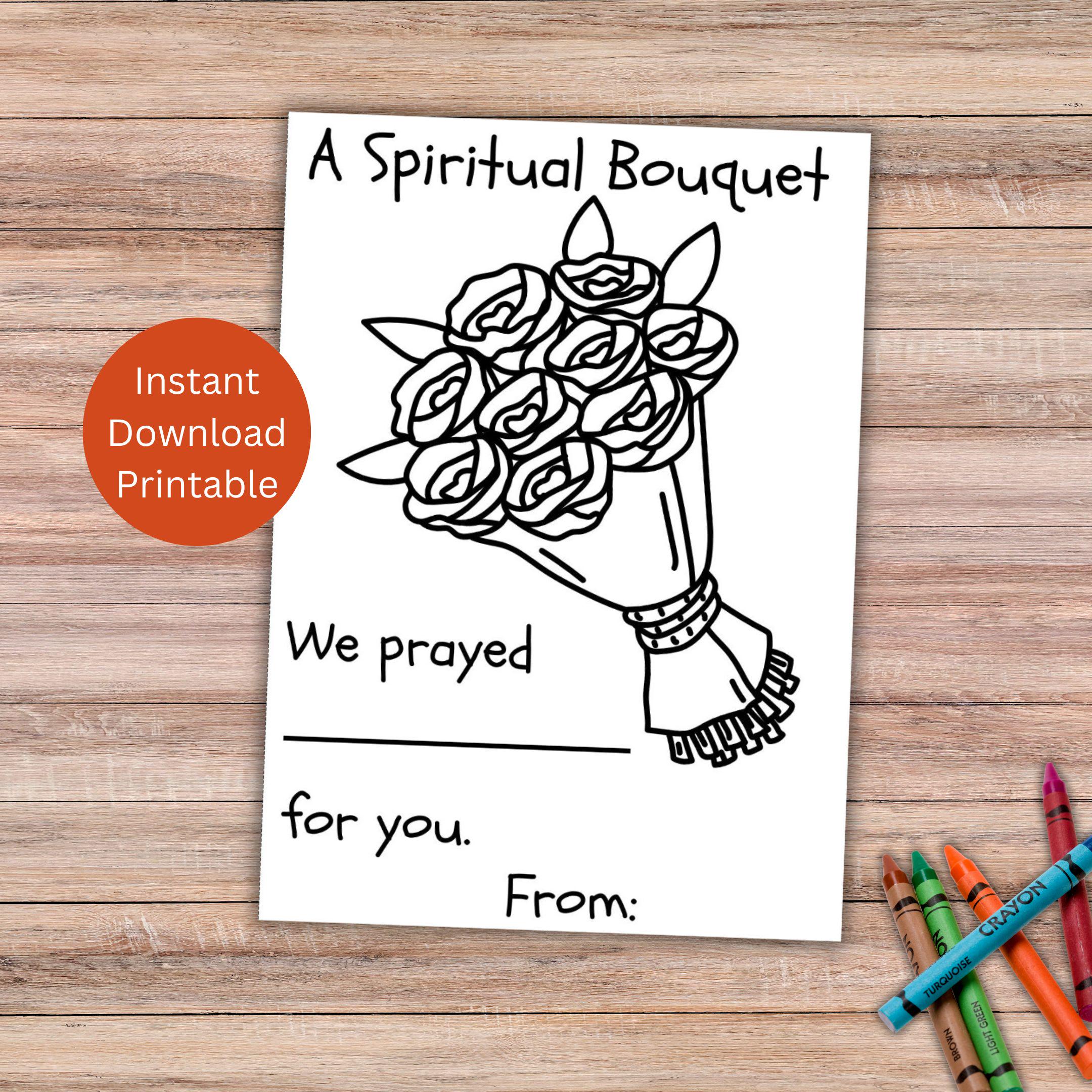 Spiritual Bouquet Printable Coloring Card, Catholic Coloring Sheet for ...