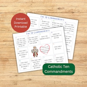 Catholic Ten Commandments for Kids, Catholic Printable Poster, Faith ...