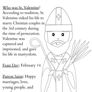 St. Valentine Coloring Page, Printable Saint Coloring, Catholic Kid's ...