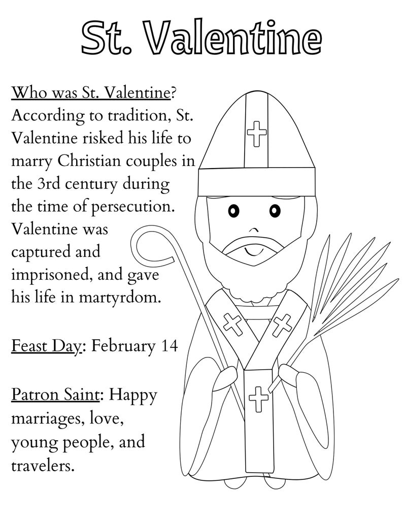 St. Valentine Coloring Page, Printable Saint Coloring, Catholic Kid's ...