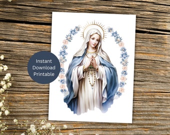 Marian Printable All Occasion Card, Virgin Mary Card, Catholic Greeting ...