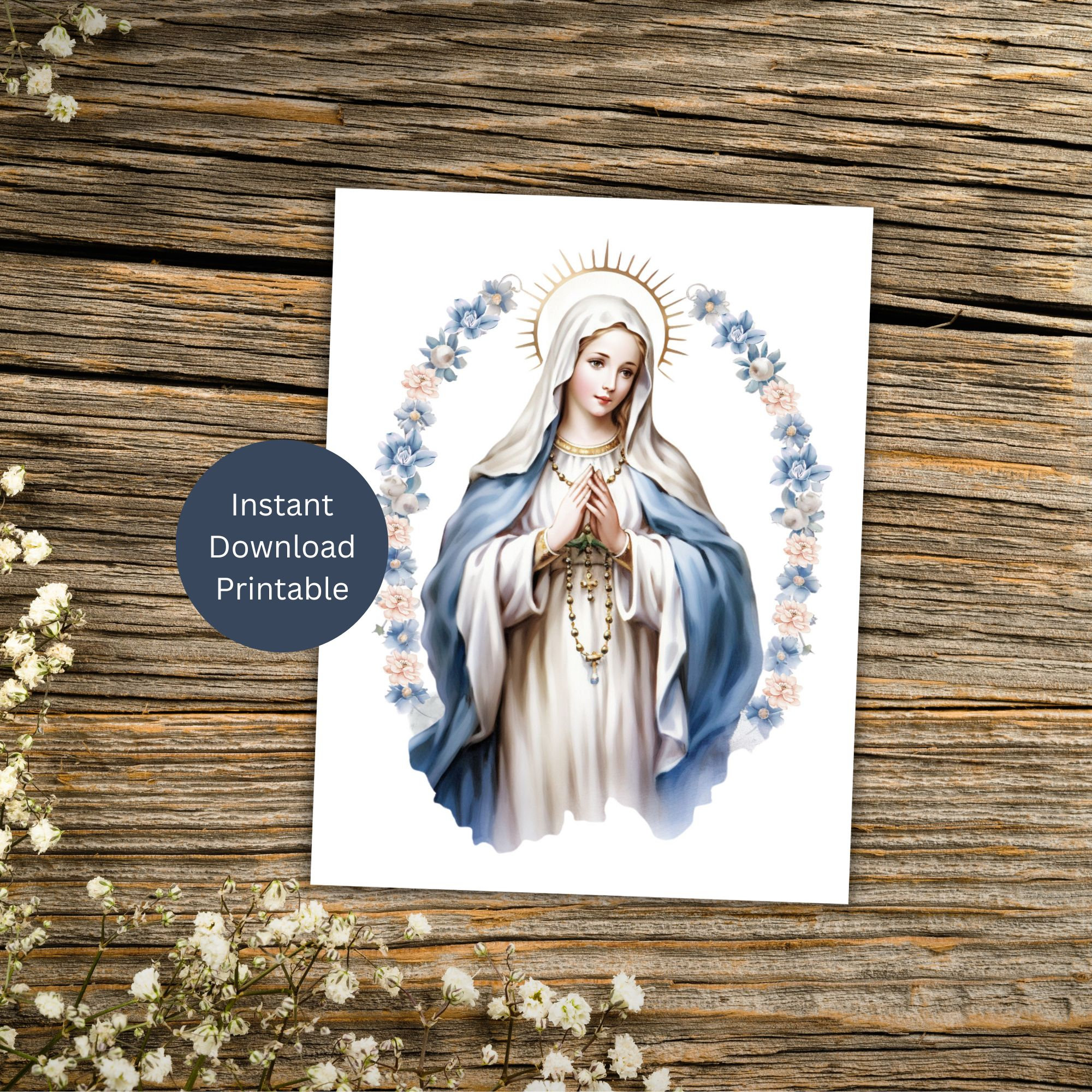 Printable Catholic All Occasion Card, Virgin Mary Card, Catholic ...
