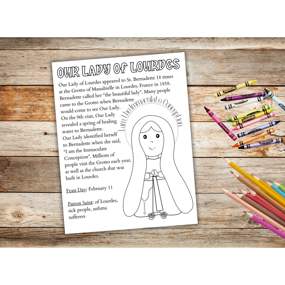 Marian Apparitions Coloring Pages, Printable Mary Coloring, Catholic Kid's Activity, Our Lady ...