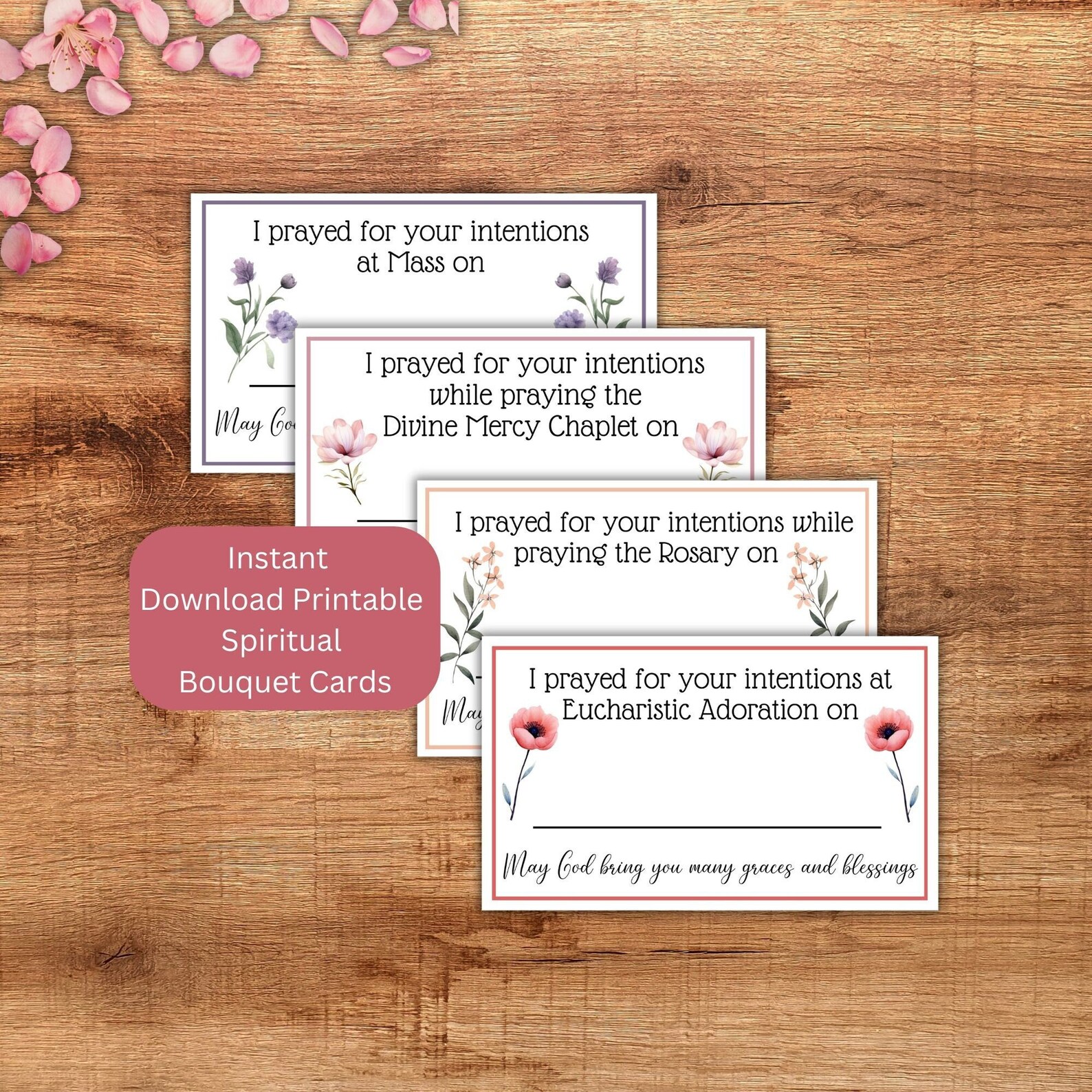Mini Prayer Intention Printable Cards, Catholic Prayer Cards, Spiritual ...