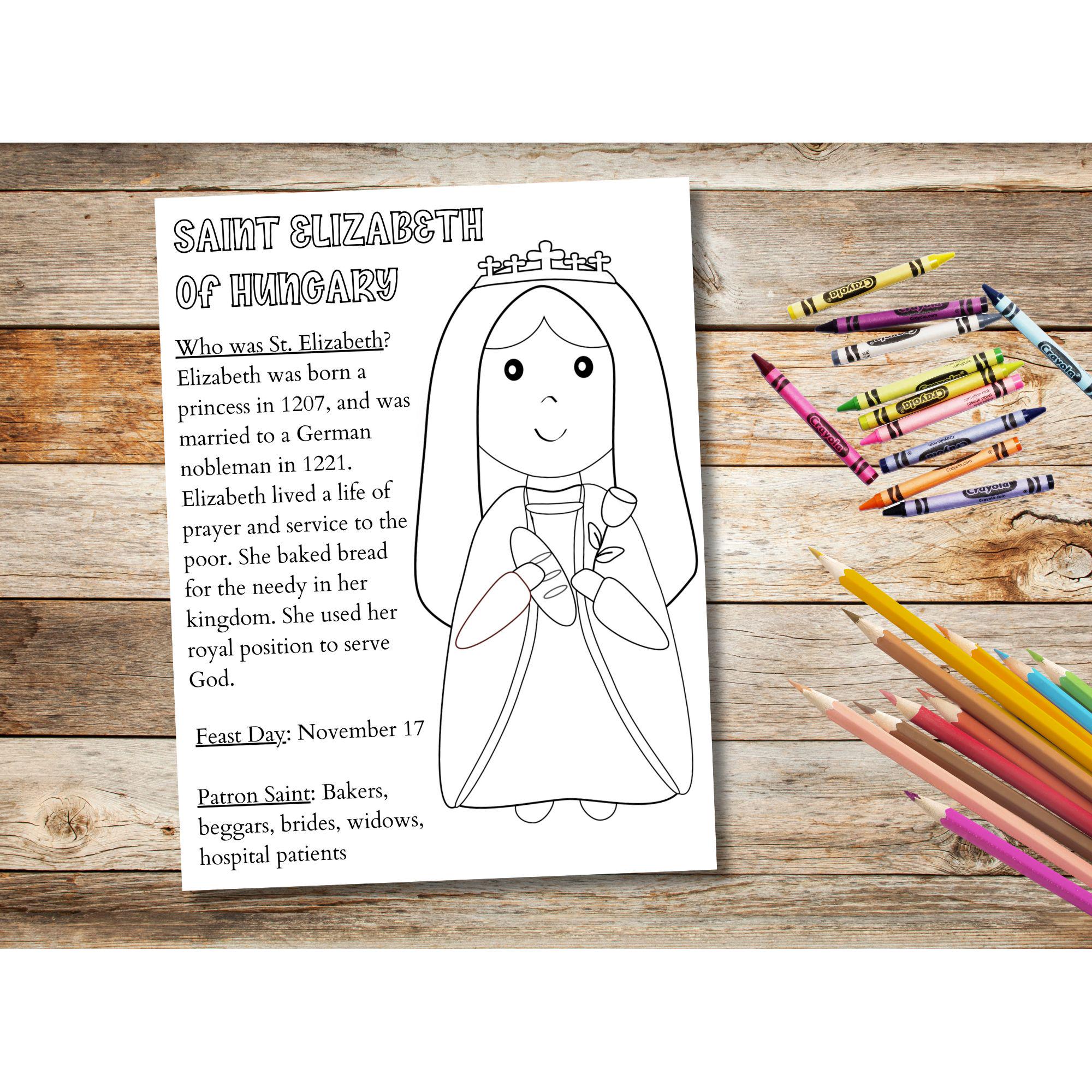 Printable November Saint Coloring Pictures, St. Elizabeth, St. Martin ...