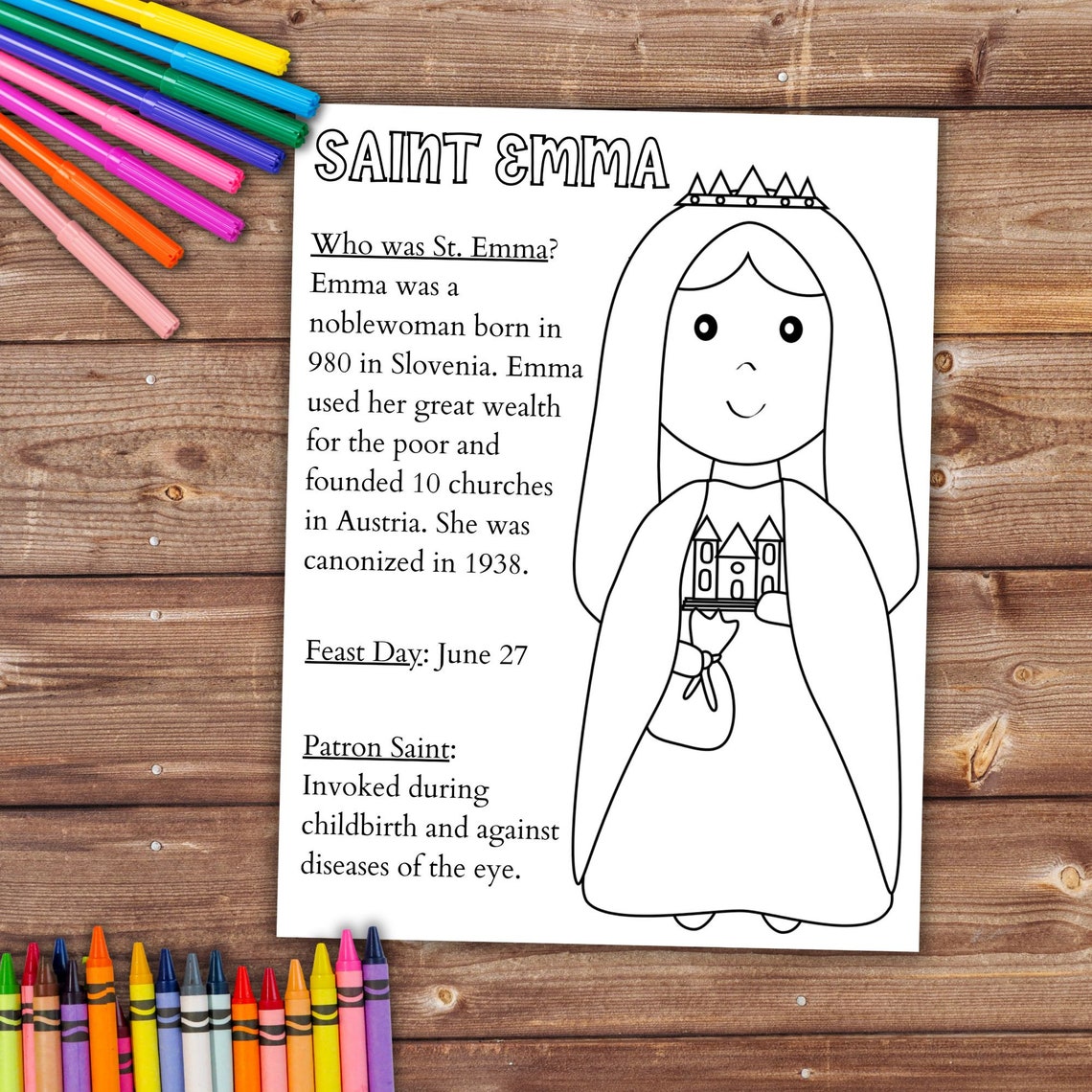 St. Emma Printable Coloring Page, Catholic Coloring, Saint Activity ...