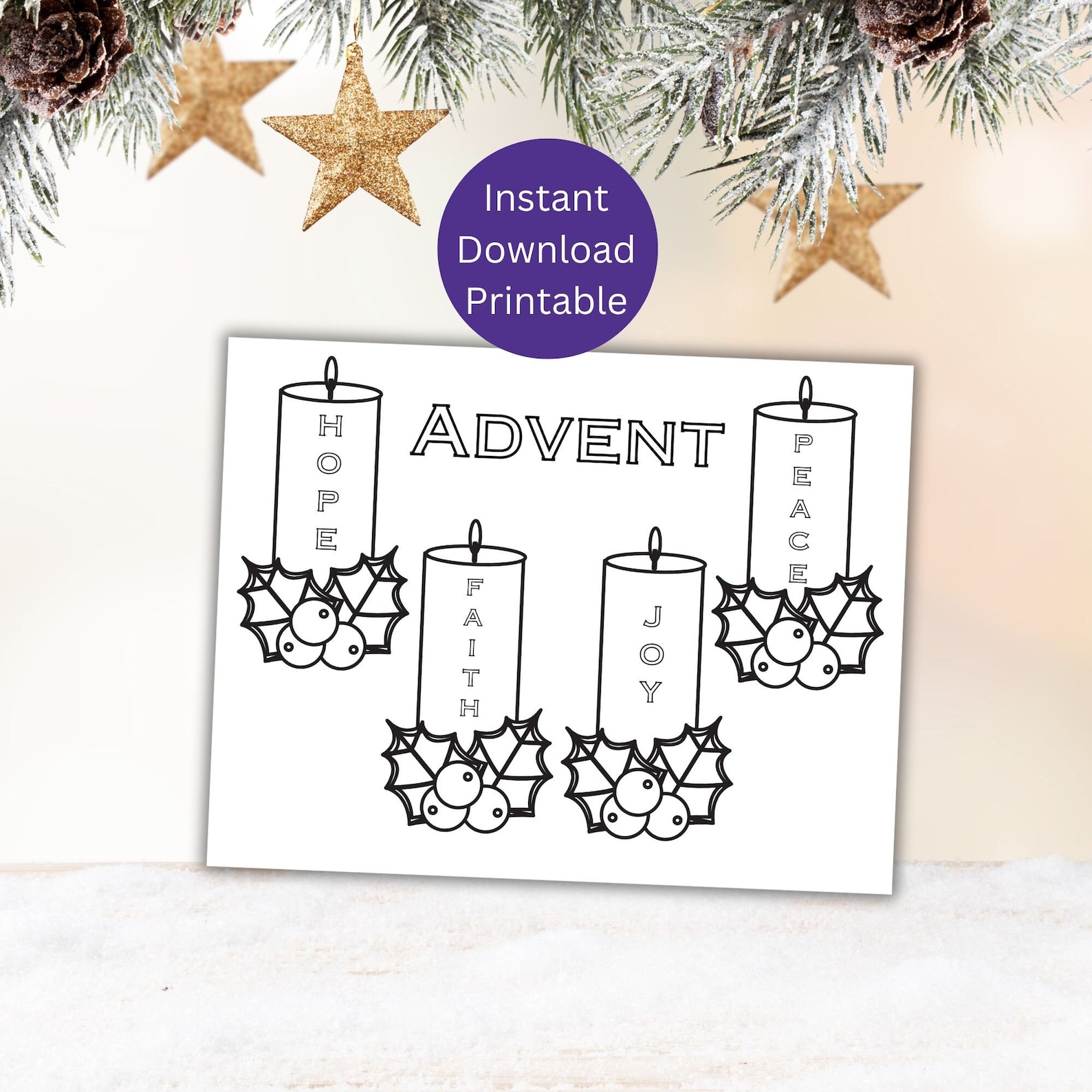 Advent Wreath Printable Coloring Page, Catholic Activity, Advent ...