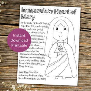 Immaculate Heart of Mary Coloring Page, Printable Mary Coloring ...