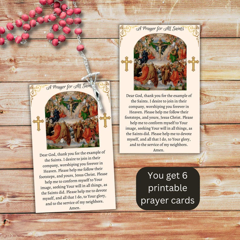 All Saints' Day Prayer Cards, Catholic Printable Prayer Card, Catholic Gift, Liturgical Season ...