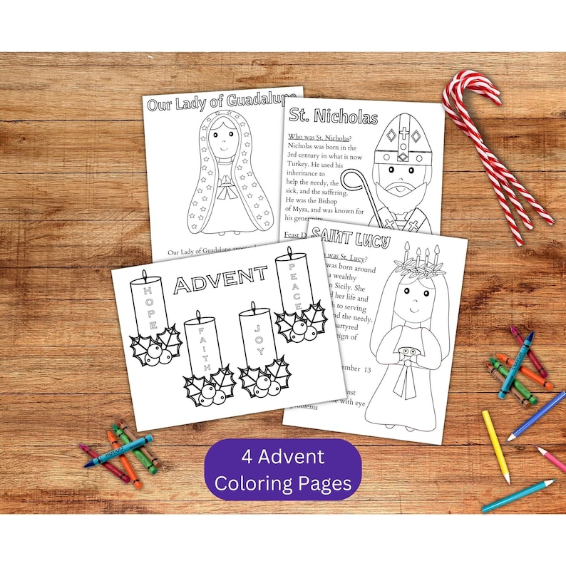 Printable Advent Coloring Pages Bundle / Catholic Kids Coloring / St ...